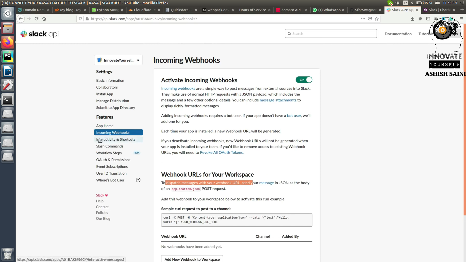 SLACK CHANNEL | EASY STEPS 2 CONNECT YOUR RASA CHATBOT TO SLACK - Innovate Yourself