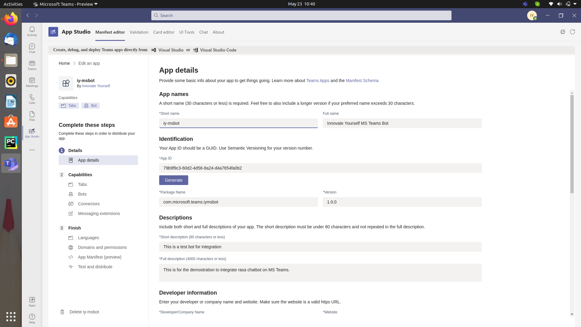 EASY STEPS 2 INTEGRATE MICROSOFT TEAMS WITH RASA CHATBOT - Innovate ...